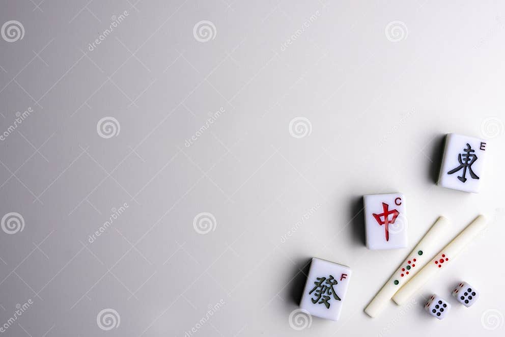 Mahjong. Riichi Mahjong Set for Playing Stock Image - Image of piece ...