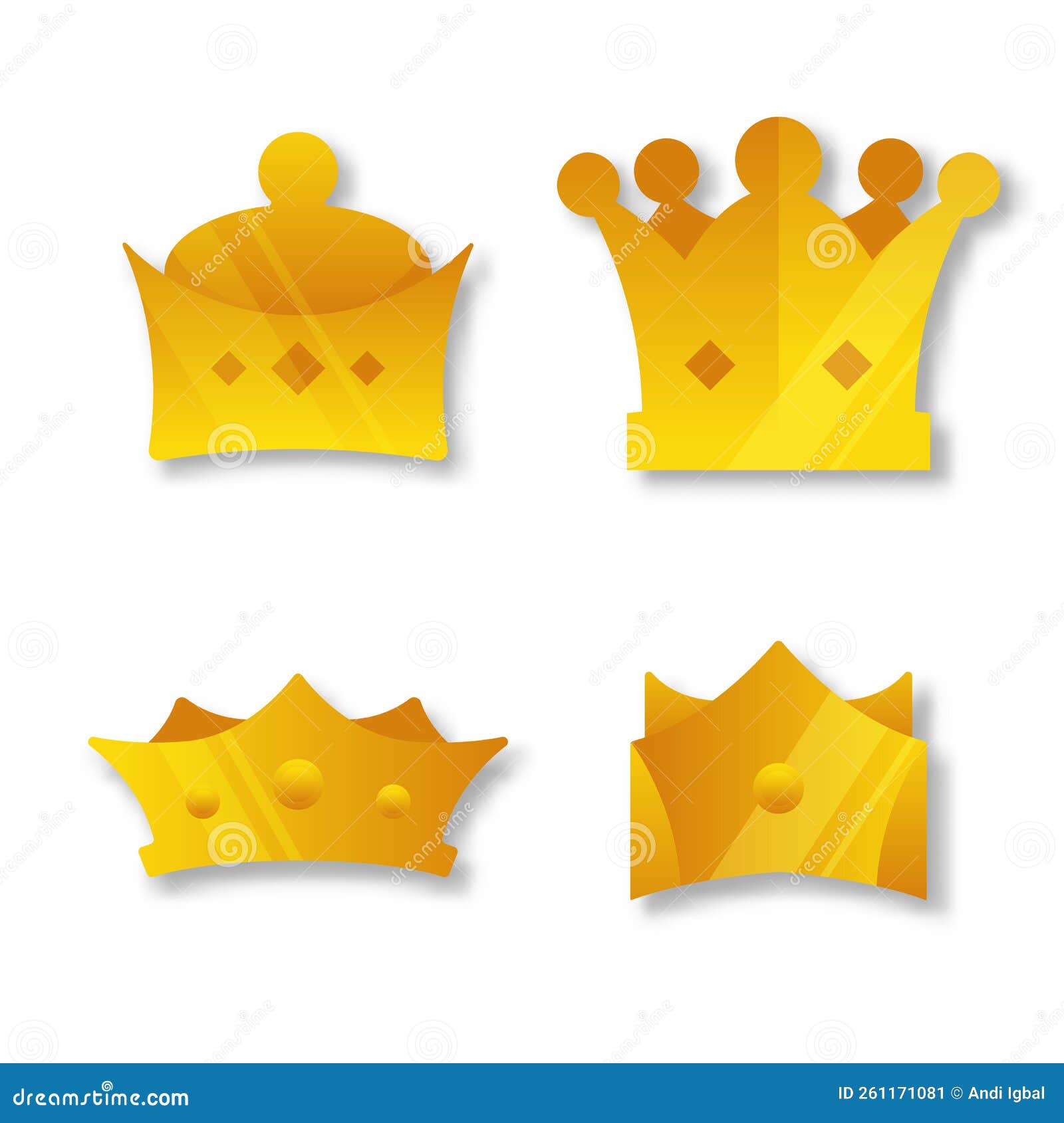 Set of Golden Crown in Different Shape Vector Graphic Stock Vector ...