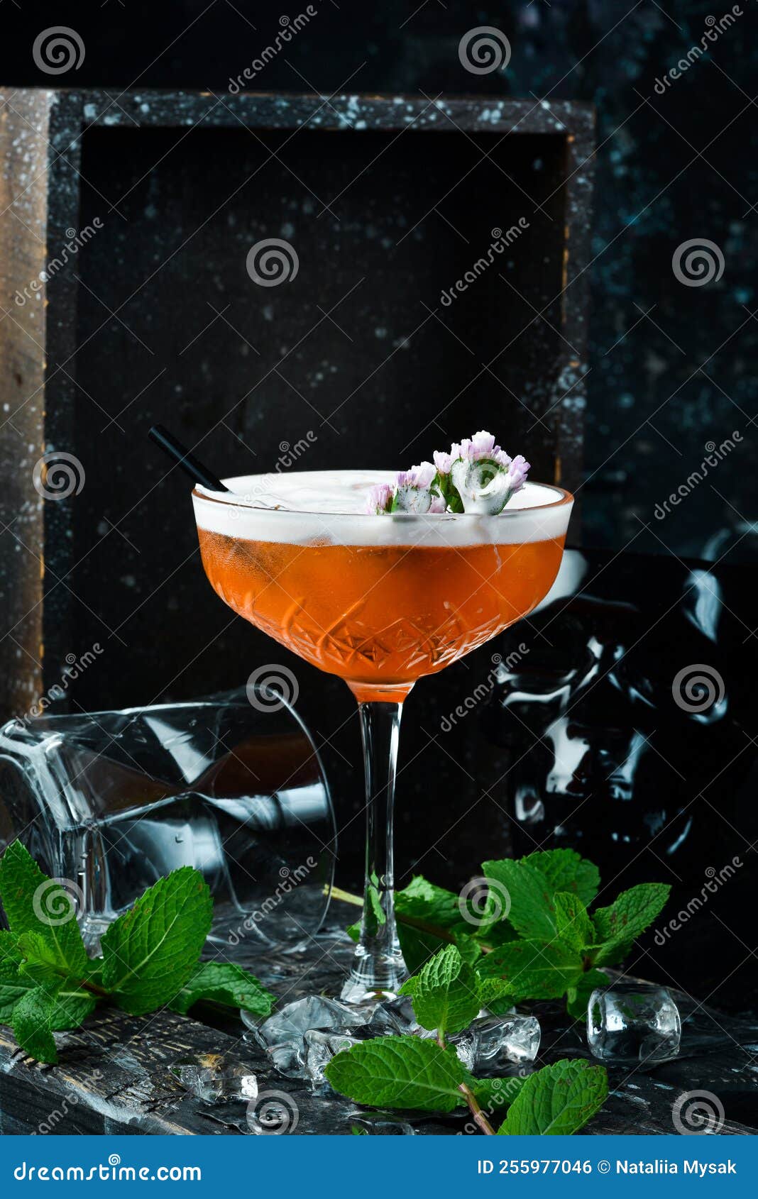 Mai Tai Popular Alcoholic Cocktail With Rum Liqueur Syrup Lime Juice Mint And Crushed Ice