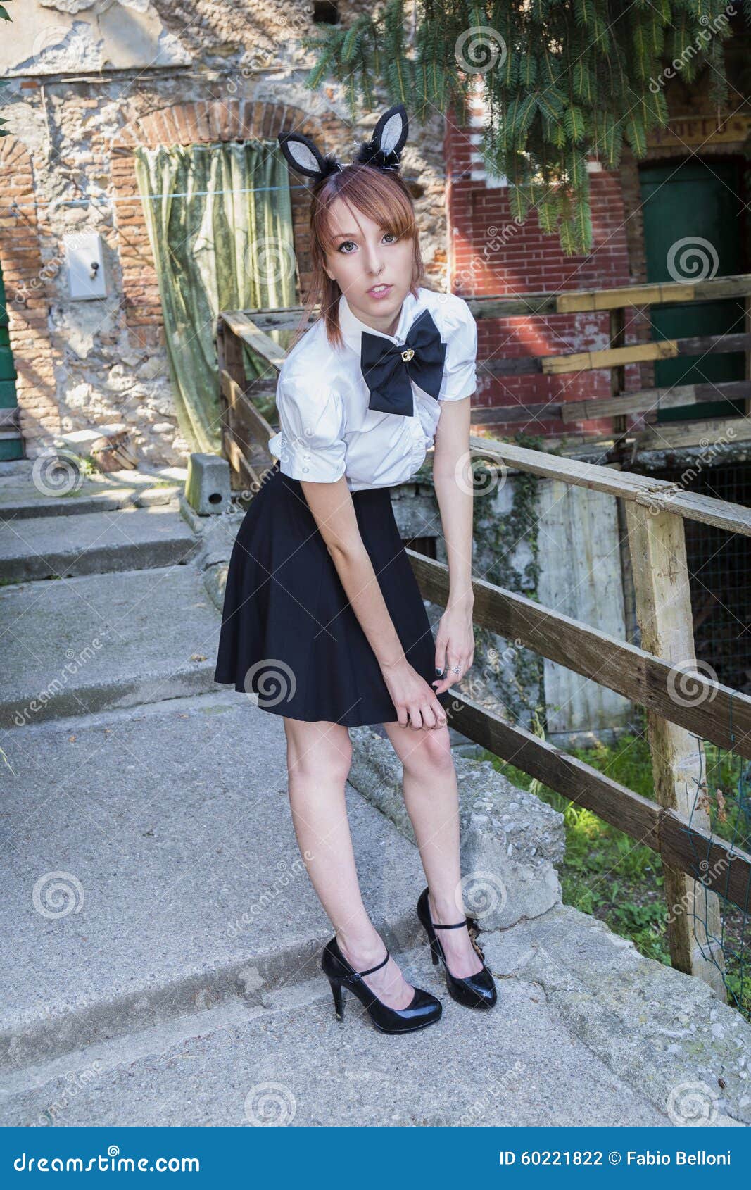 Maid stock photo. Image of skirt, uniform, heels, legs - 60221822