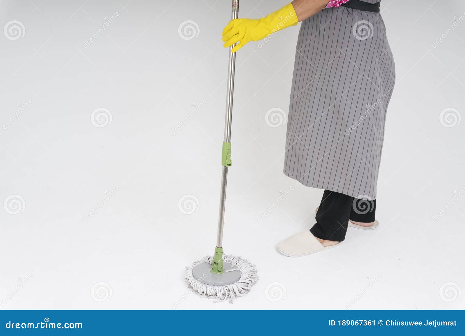 Maid Cleaning Floor with Mop Stick Stock Image - Image of holding ...