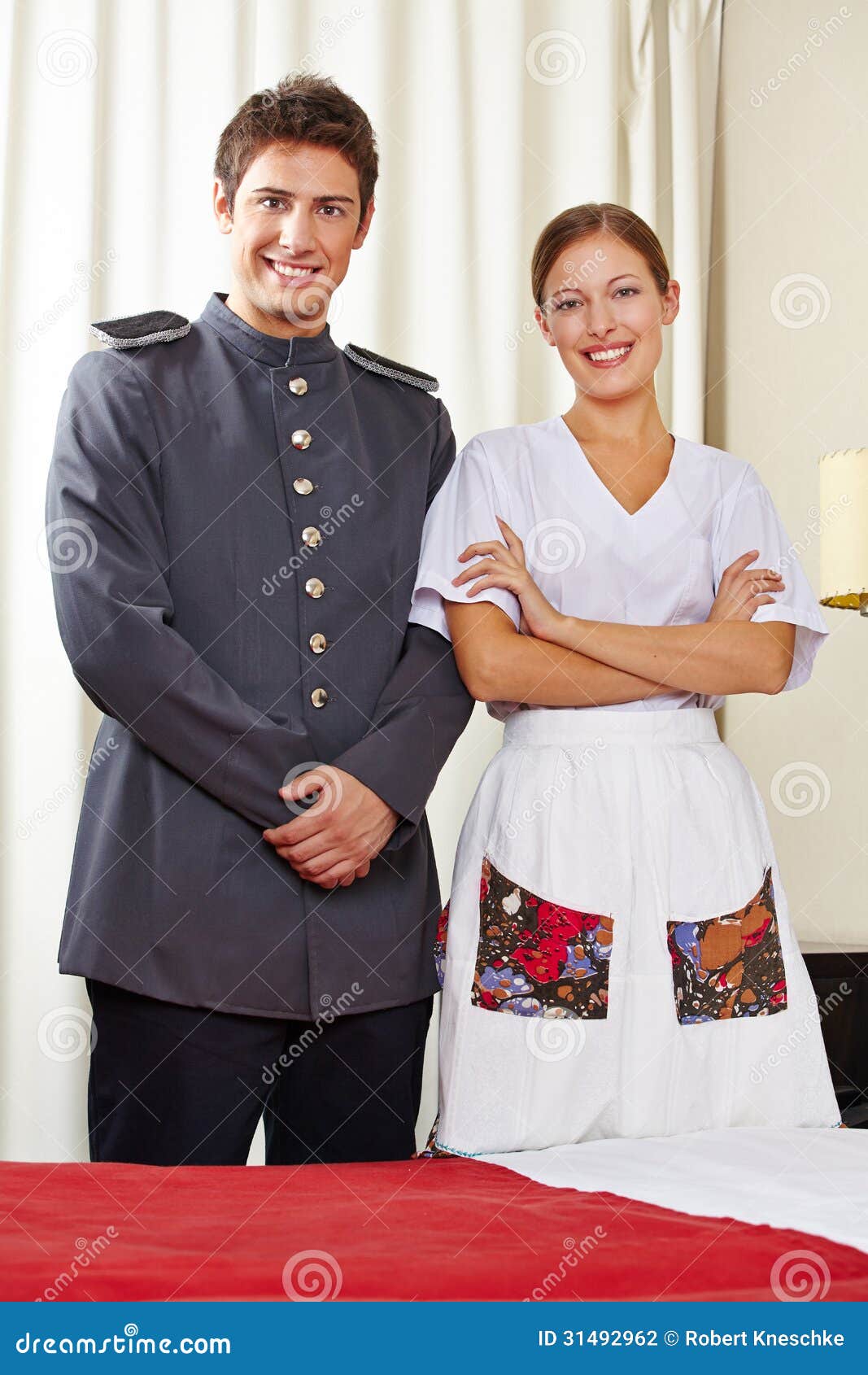 Maid and Concierge in Hotel Room Stock Photo - Image of housekeeping ...