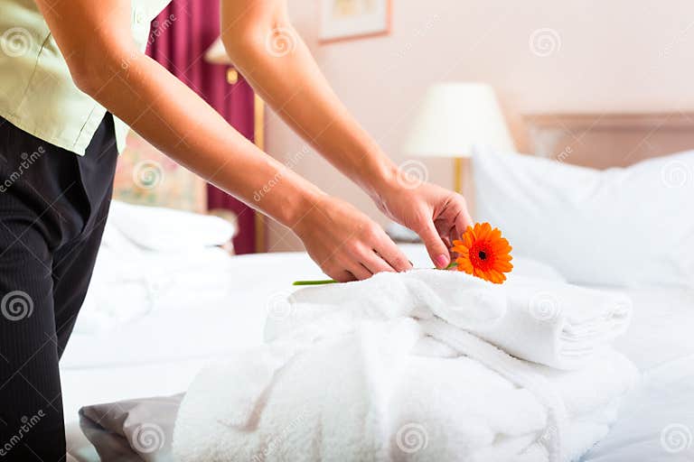 Maid Doing Room Service in Hotel Stock Image - Image of guesthouse ...