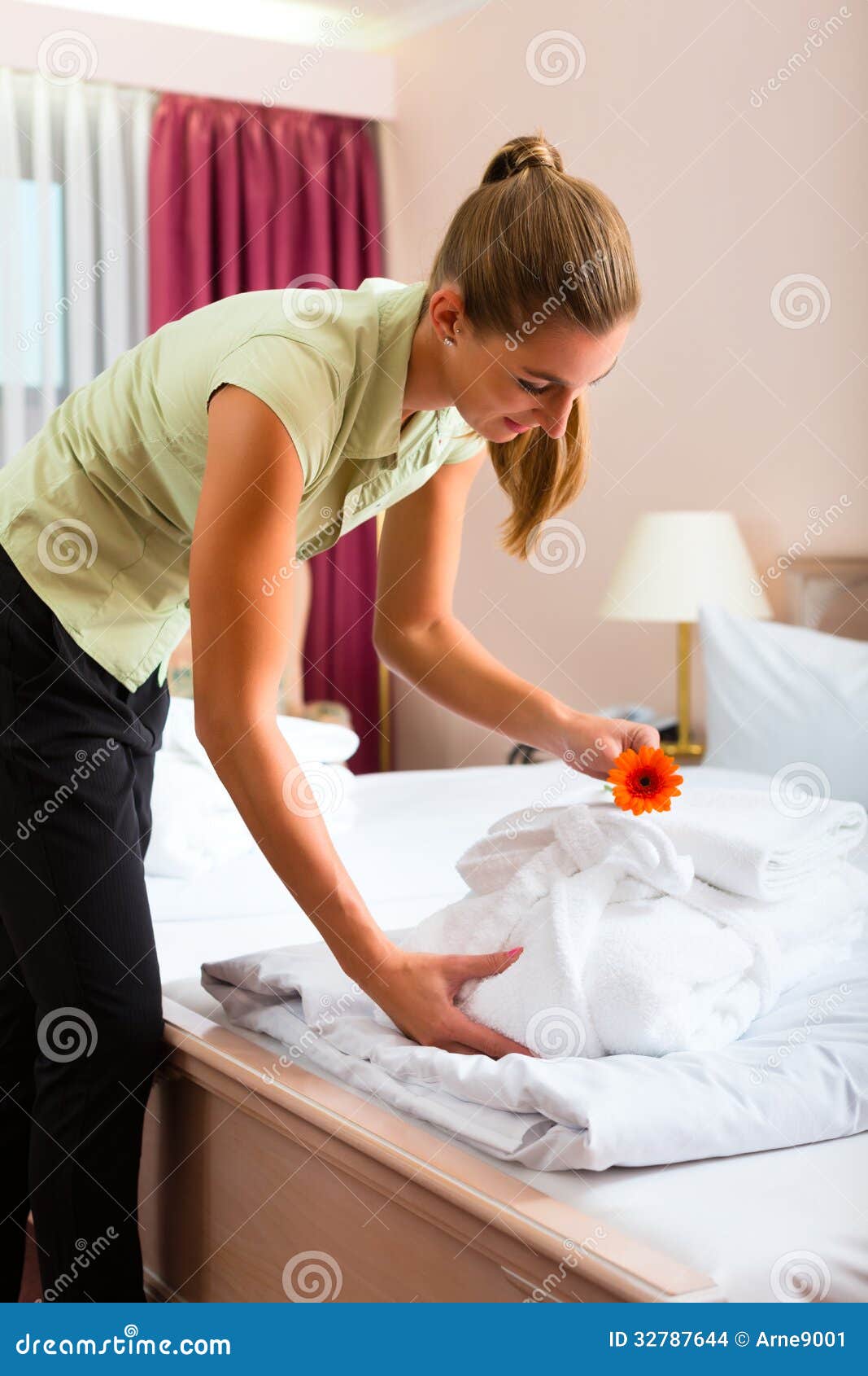 Maid Doing Room Service in Hotel Stock Photo - Image of attendant ...