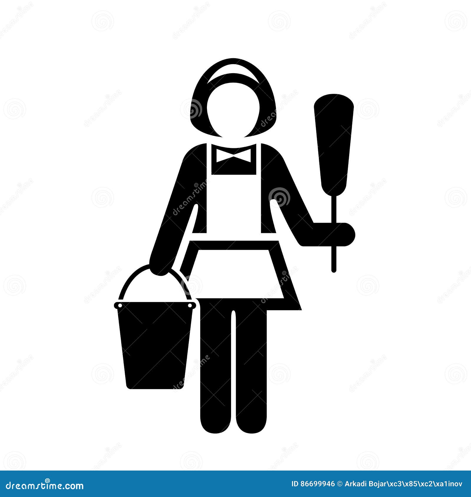 Vector Houseworker Wiping Bathroom Tiles With Yellow Sponge ...