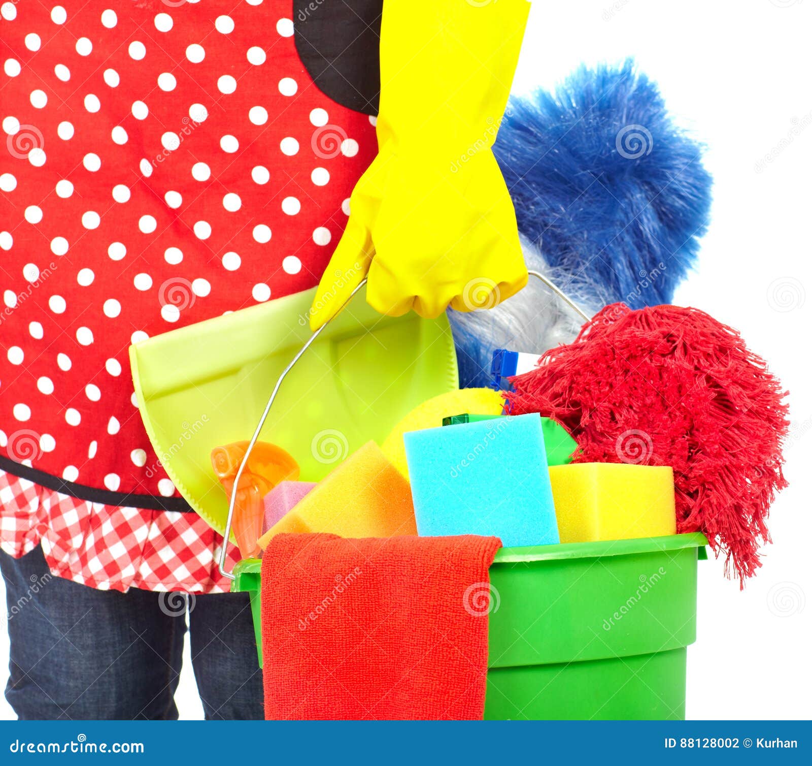 Maid Hands with Cleaning Tools. Stock Photo - Image of home, pinafore ...