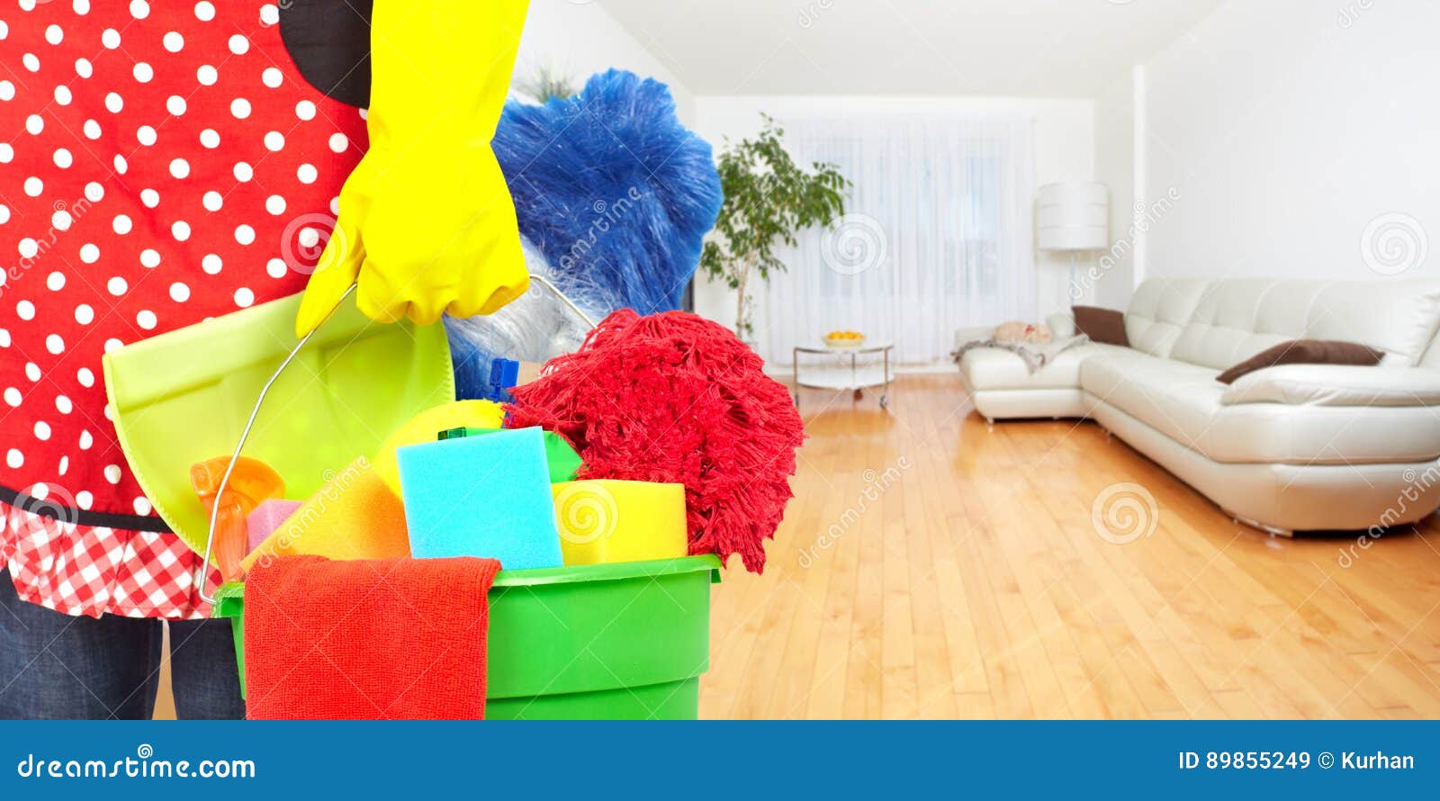 Maid Hands with Cleaning Tools. Stock Image - Image of interiors ...
