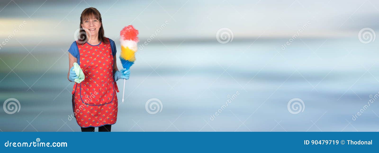 Maid Holding a Duster and a Cloth Stock Image - Image of caucasian ...