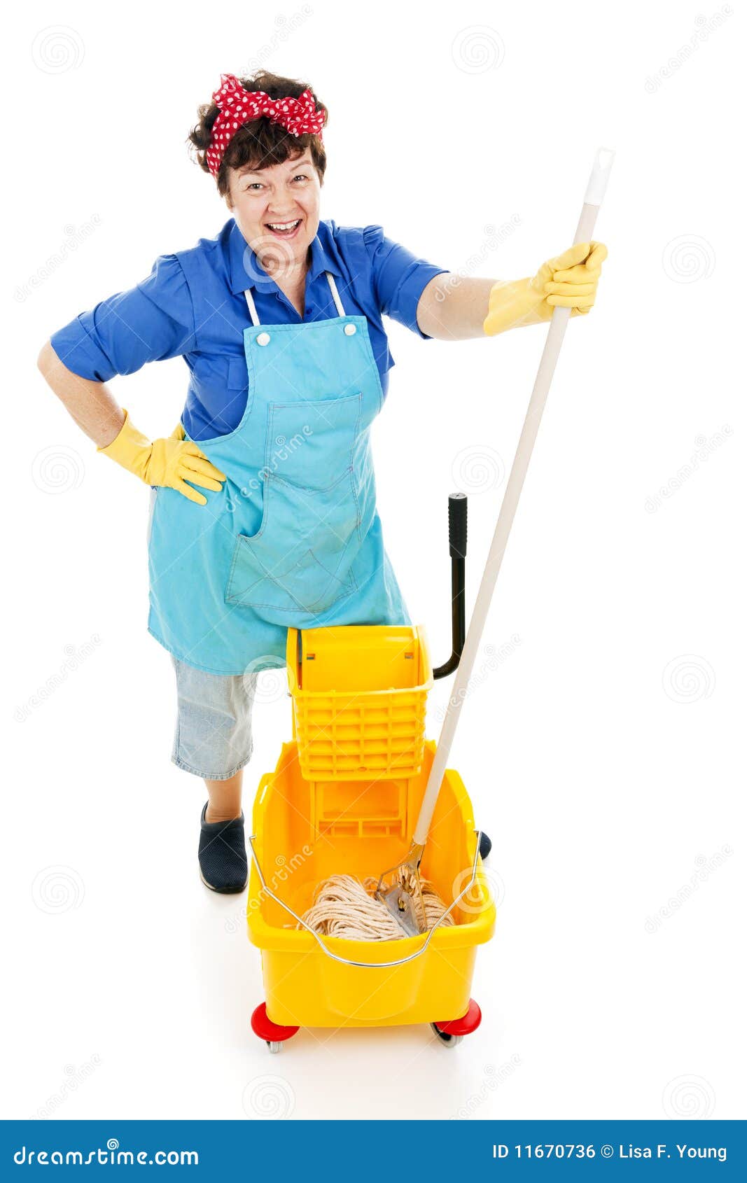 Maid with a Mop stock photo. Image of confident, occupation - 11670736