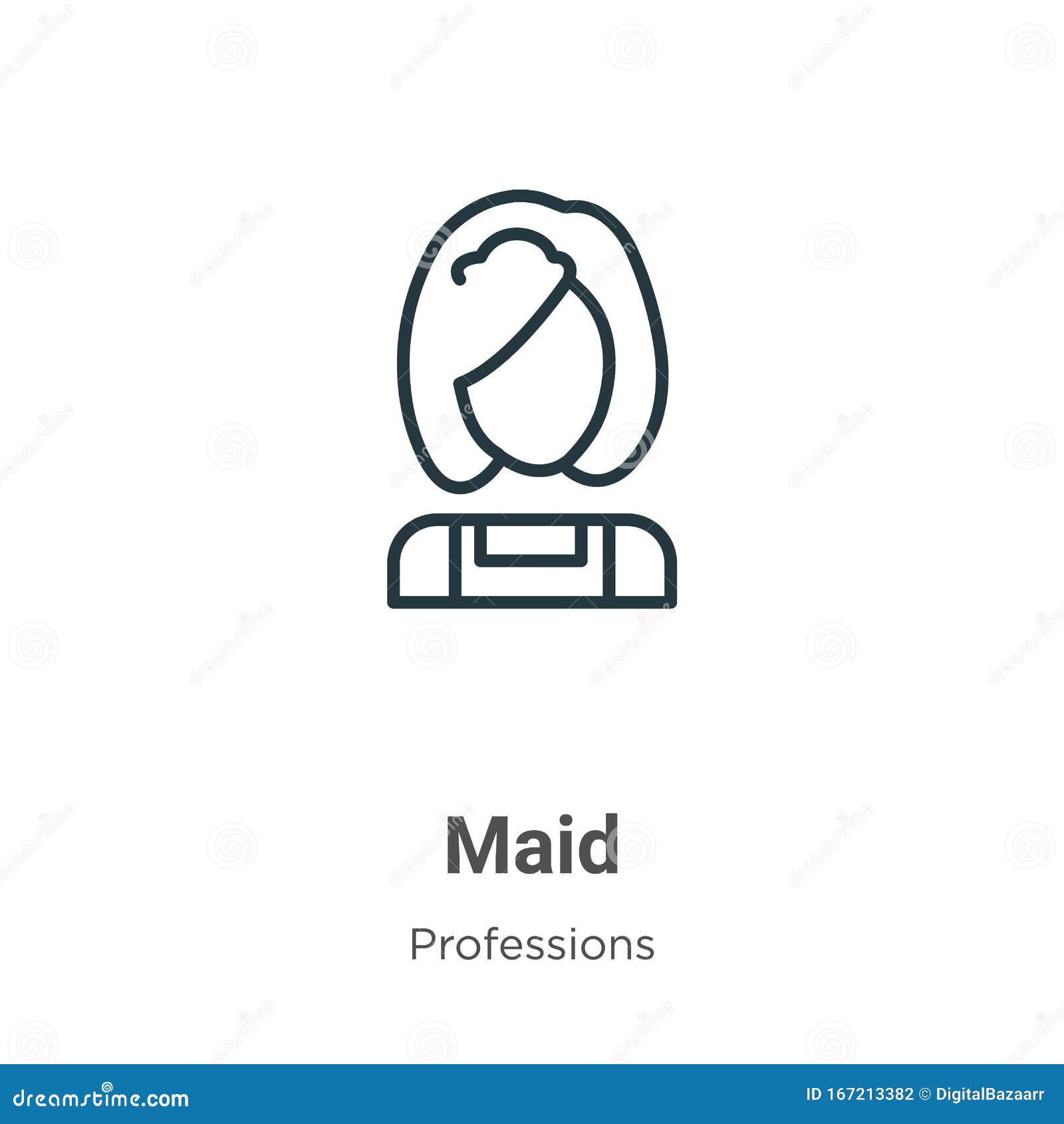 Maid Outline Vector Icon. Thin Line Black Maid Icon, Flat Vector Simple ...