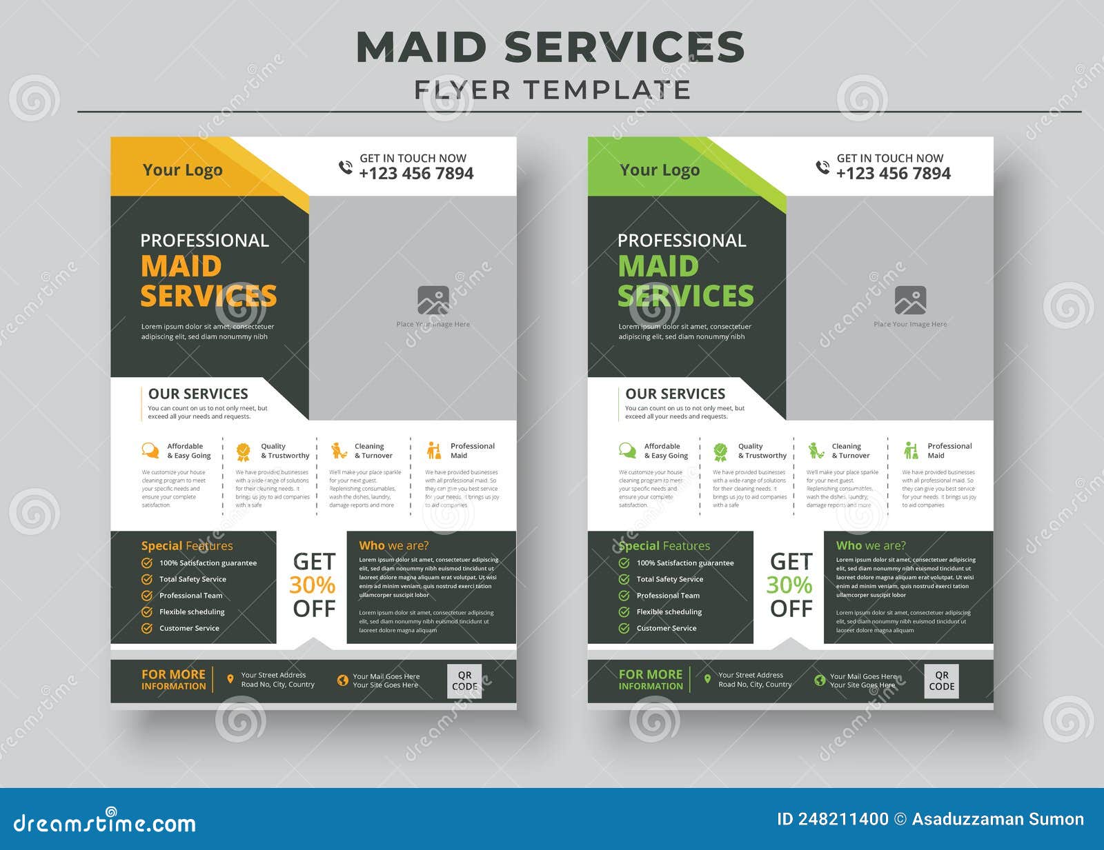 Maid Service Flyer Template, Housekeeping Services Flyer Stock Vector ...