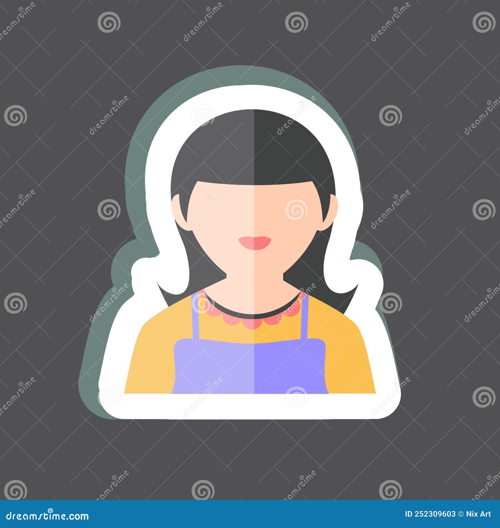 Maid Sticker in Trendy Isolated on Black Background Stock Illustration ...