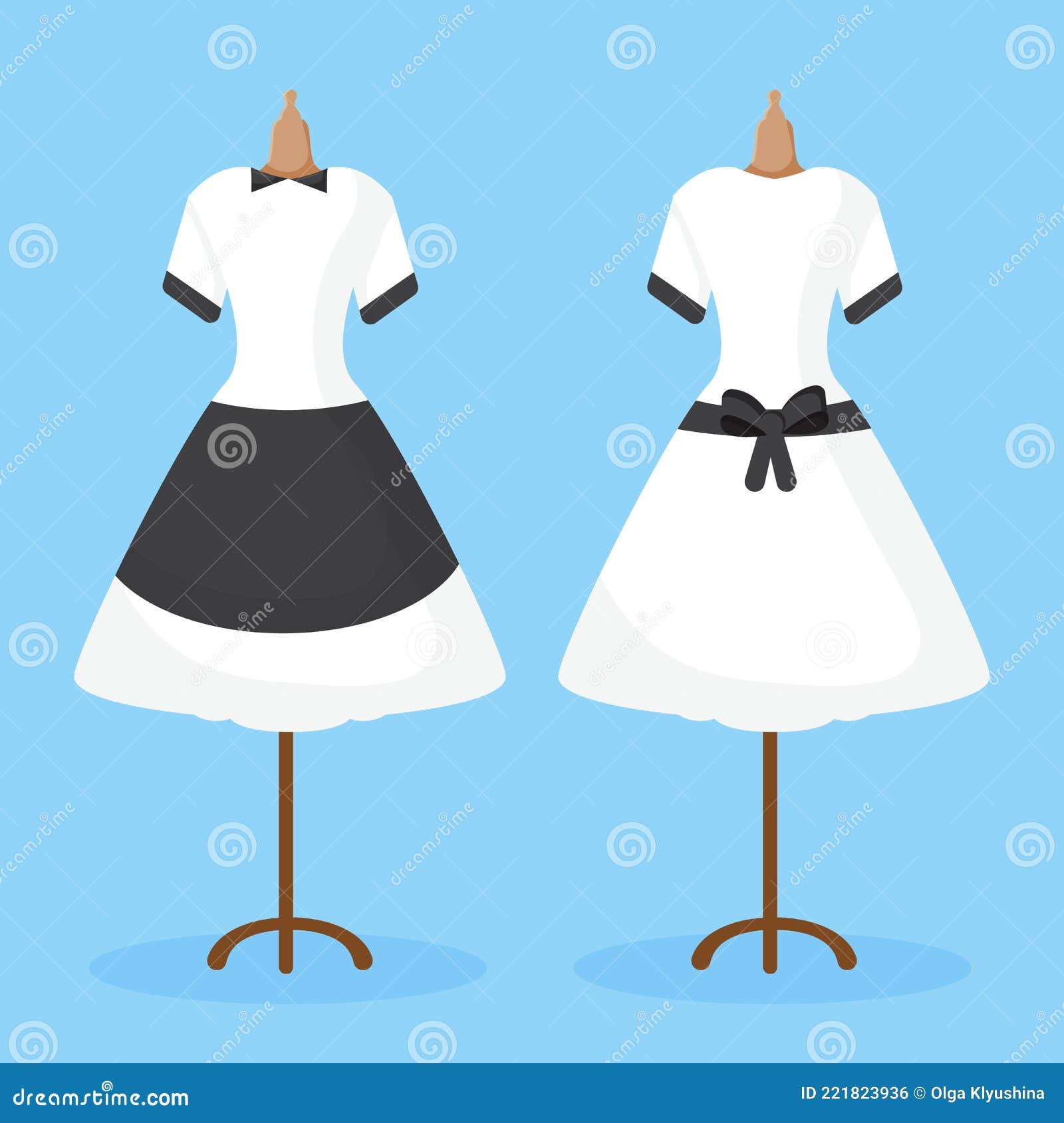 The Maid Uniform is Seen from the Back and Front Hanging on a Mannequin ...