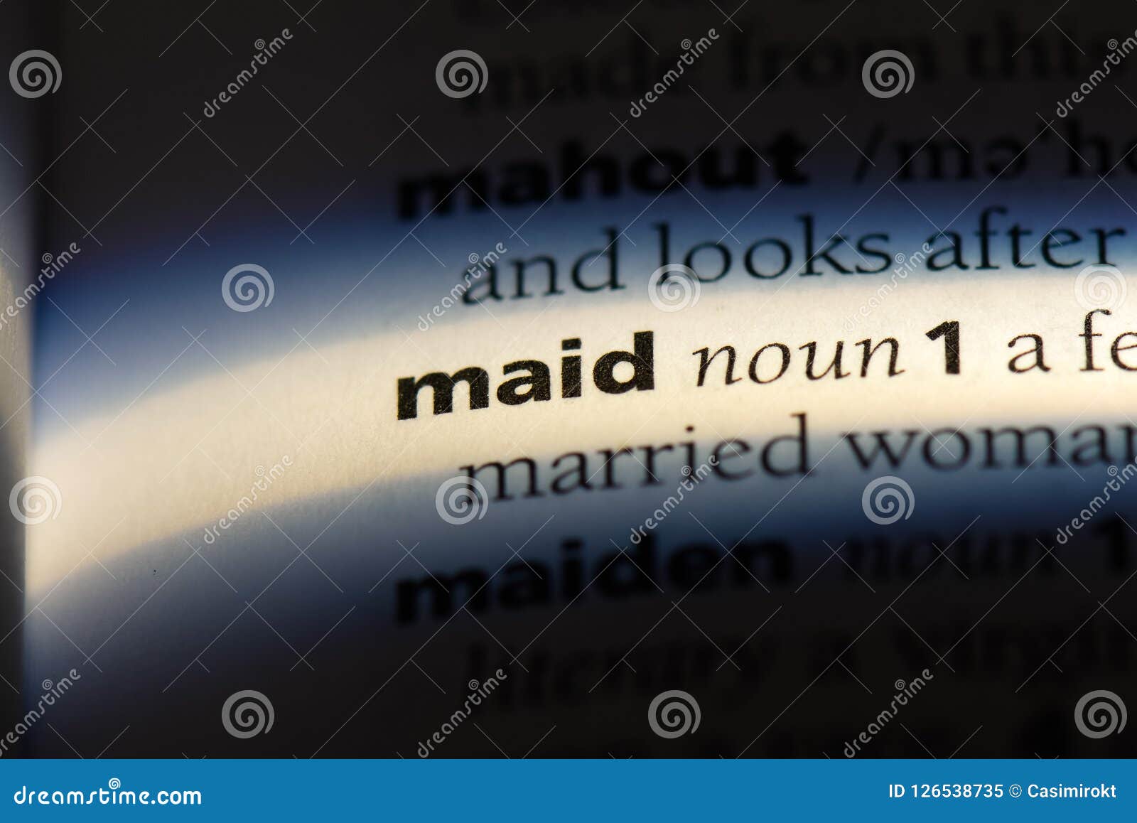 Maid stock image. Image of isolated, writing, text, definition - 126538735