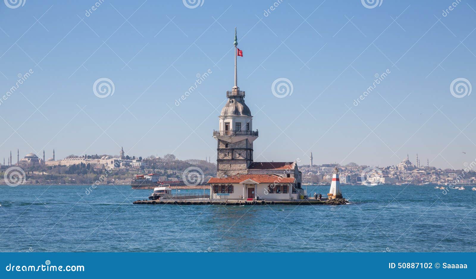 Maiden S Tower Lighthouse in Istanbul Stock Photo - Image of leandros ...