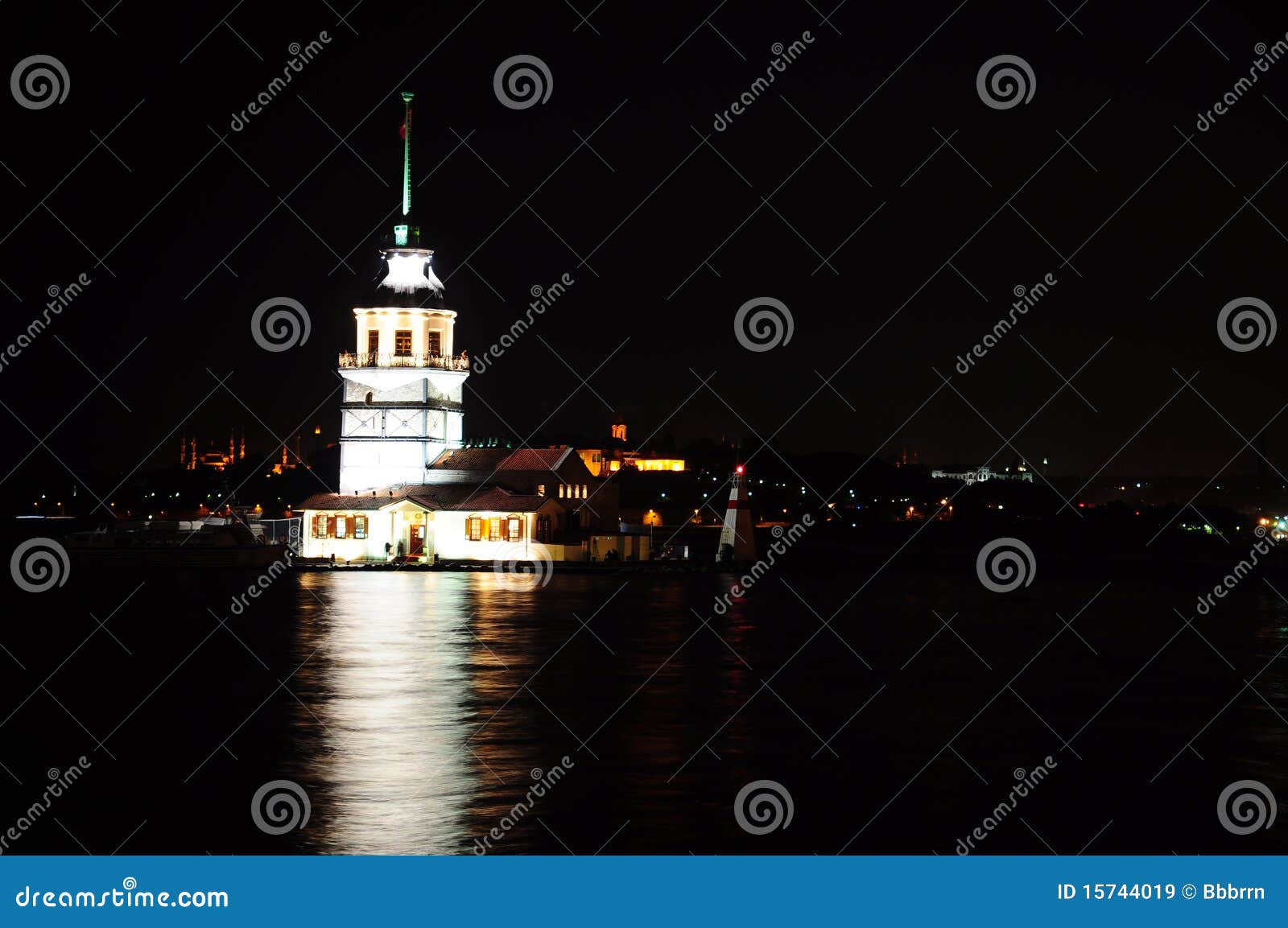 The Maiden s Tower on sea stock image. Image of architectural - 15744019