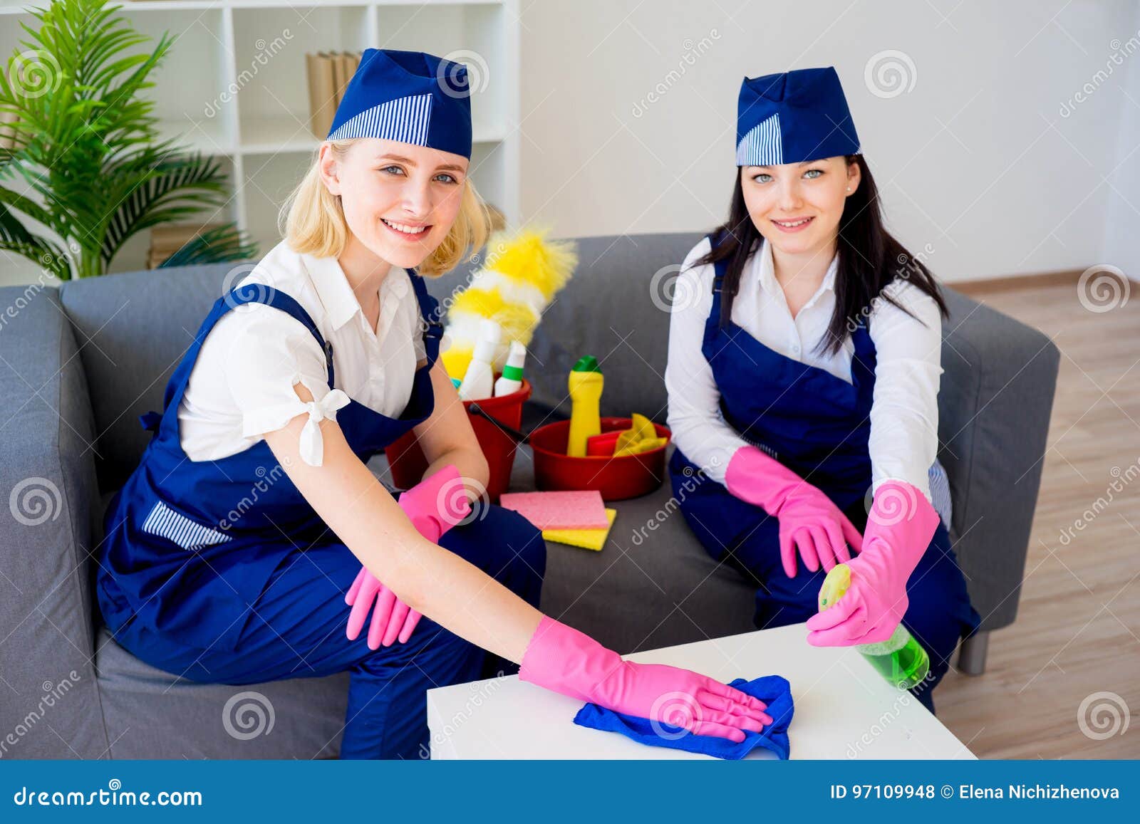 Maids of cleaning service stock photo. Image of housekeeper - 97109948