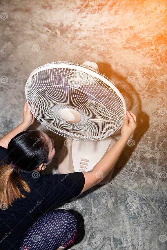 The Maidservant is Assembling and Installing an Electric Fan after ...