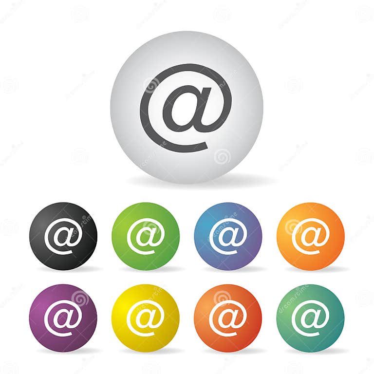 Mail address icon set stock vector. Illustration of arobase - 89764749