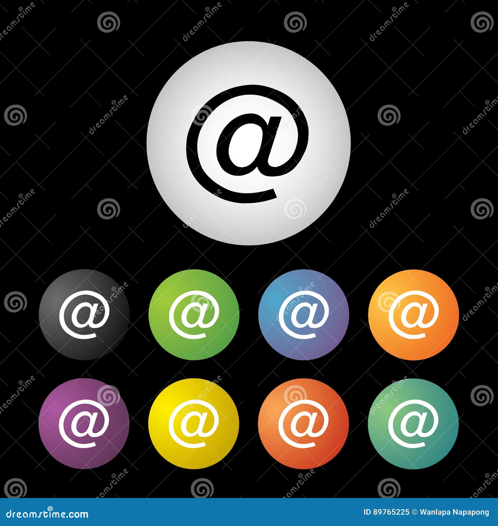 Mail address icon set stock vector. Illustration of arobase - 89765225