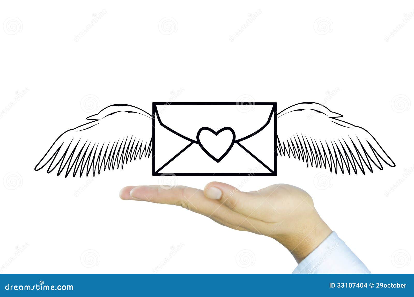 Mail with Angel Wing on Human Hand Stock Illustration - Illustration of ...