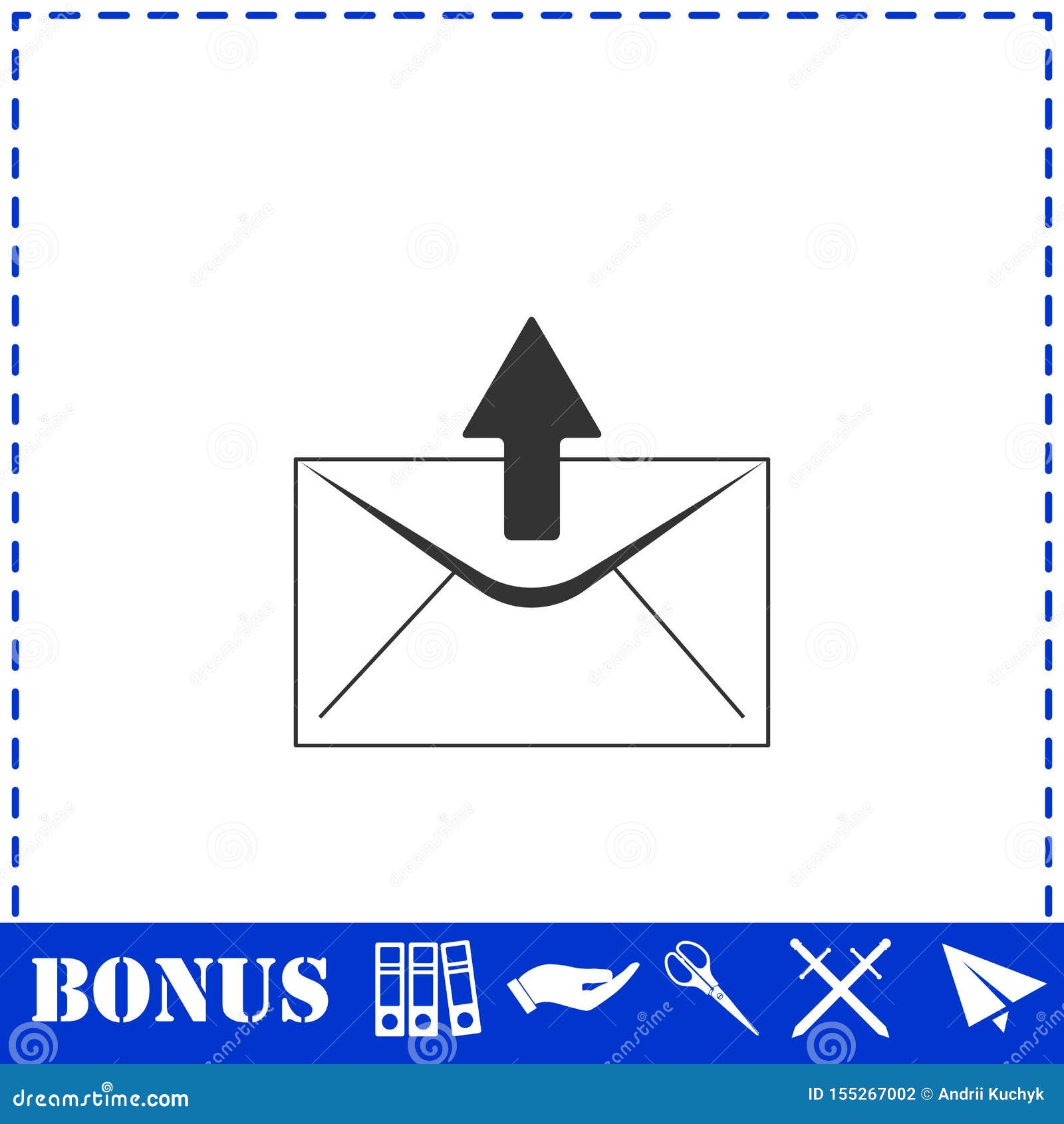 Mail arrow icon flat stock vector. Illustration of envelope - 155267002