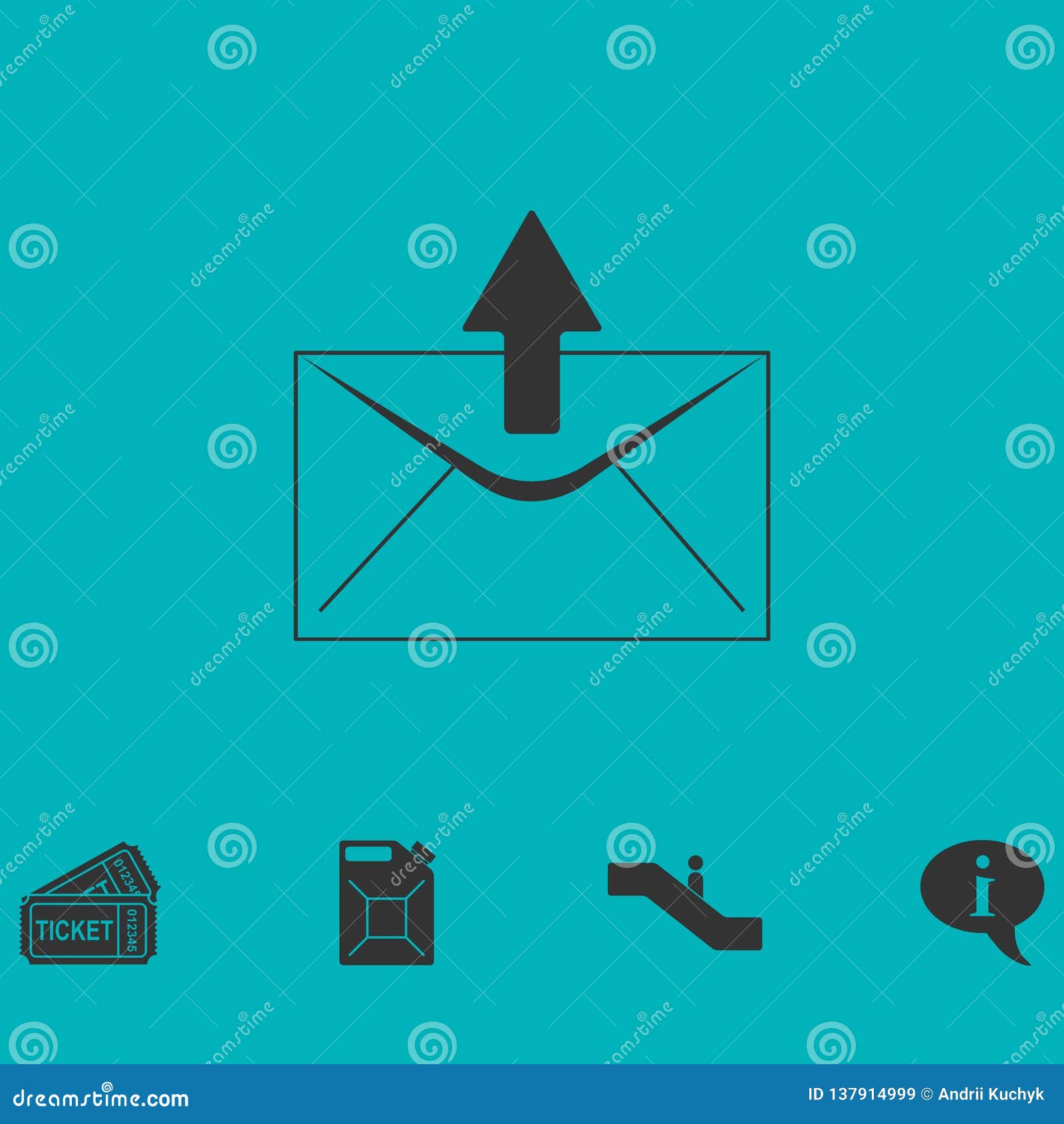 Mail arrow icon flat stock vector. Illustration of contact - 137914999
