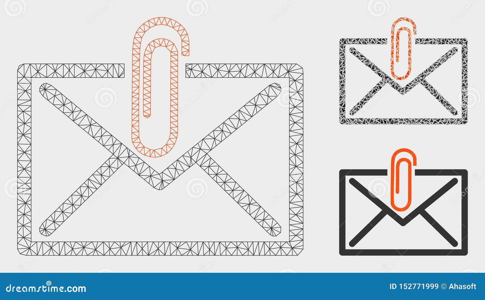 Mail Attachement Vector Mesh 2D Model and Triangle Mosaic Icon Stock ...