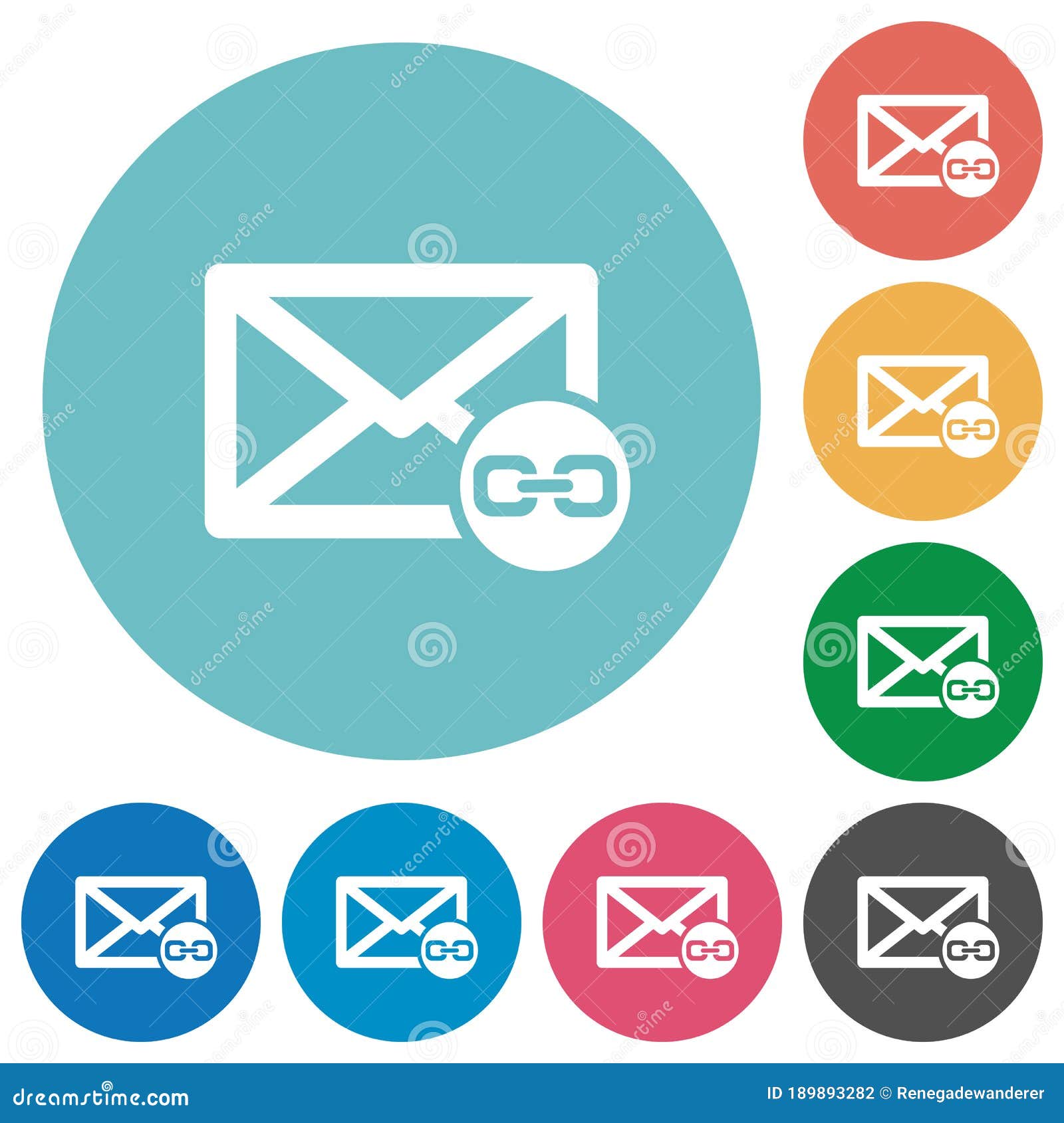 Mail Attachment Flat Round Icons Stock Vector - Illustration of ...