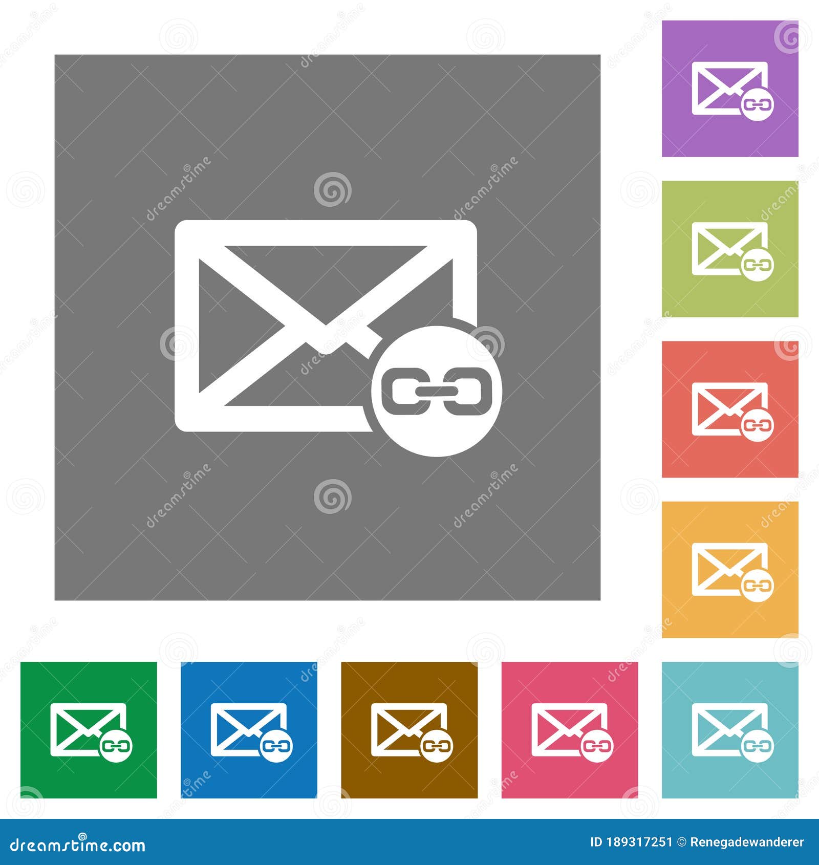 Mail Attachment Square Flat Icons Stock Vector - Illustration of ...