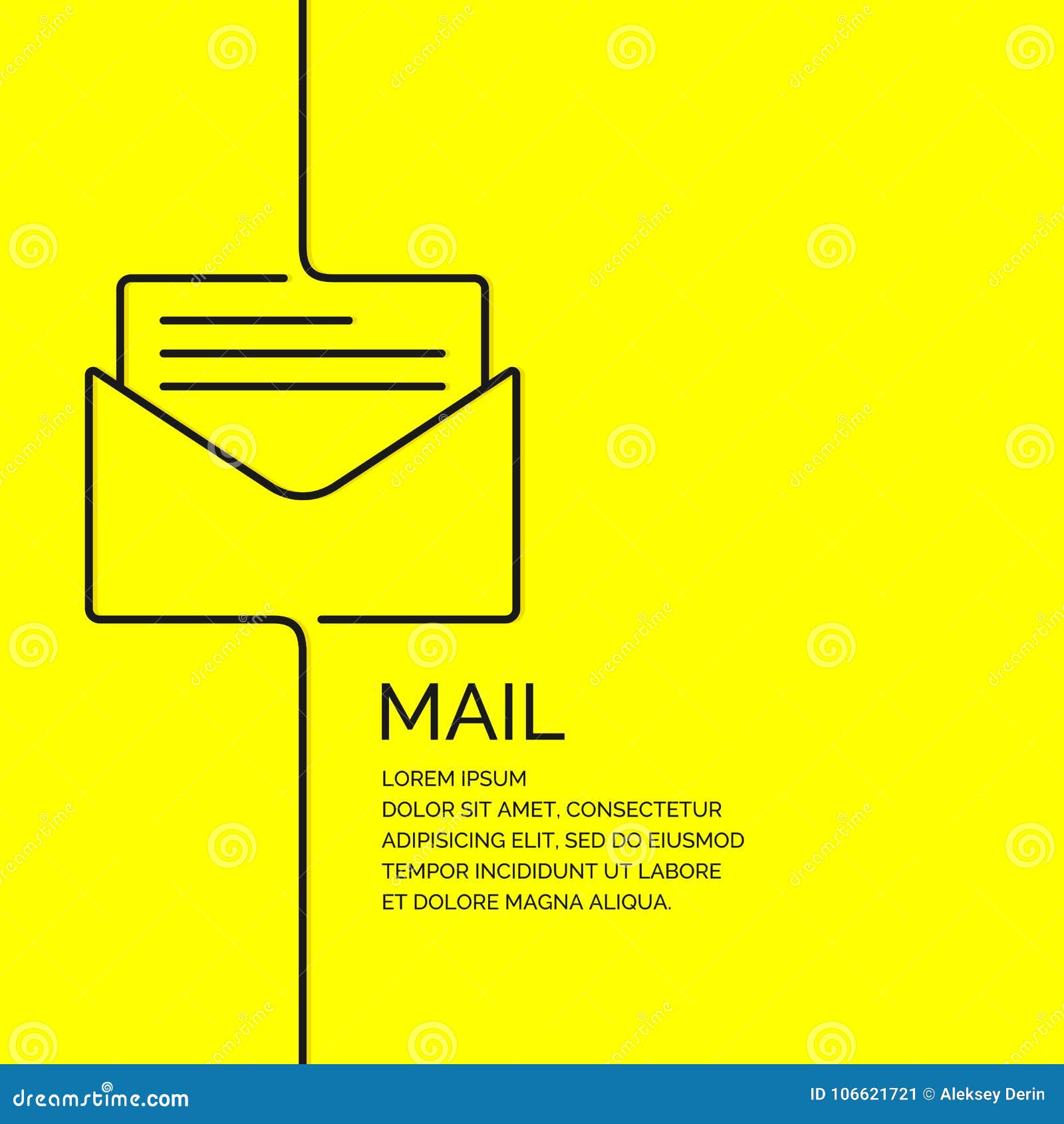 Mail Banner in a Linear Style. Illustration on a Yellow Background ...
