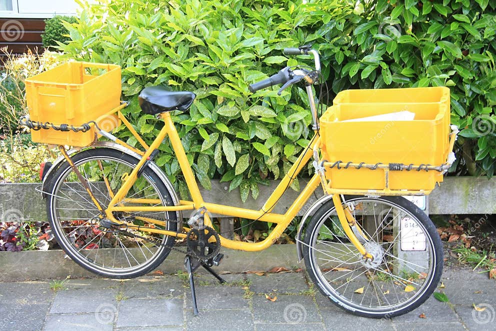 Mail bicycle stock photo. Image of wheel, packages, yellow - 15149784