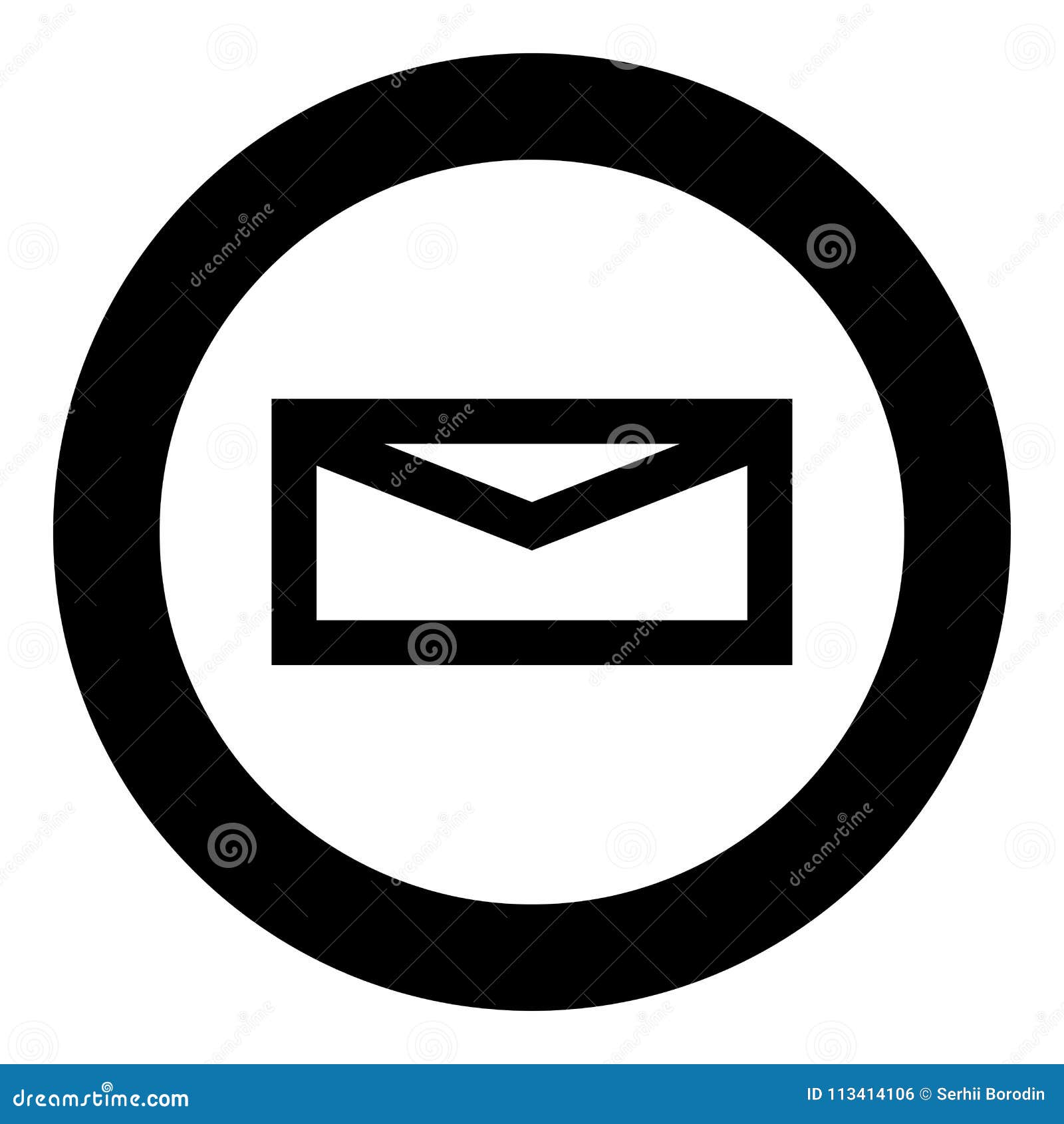Mail Black Icon in Circle Vector Illustration Isolated . Stock Vector ...