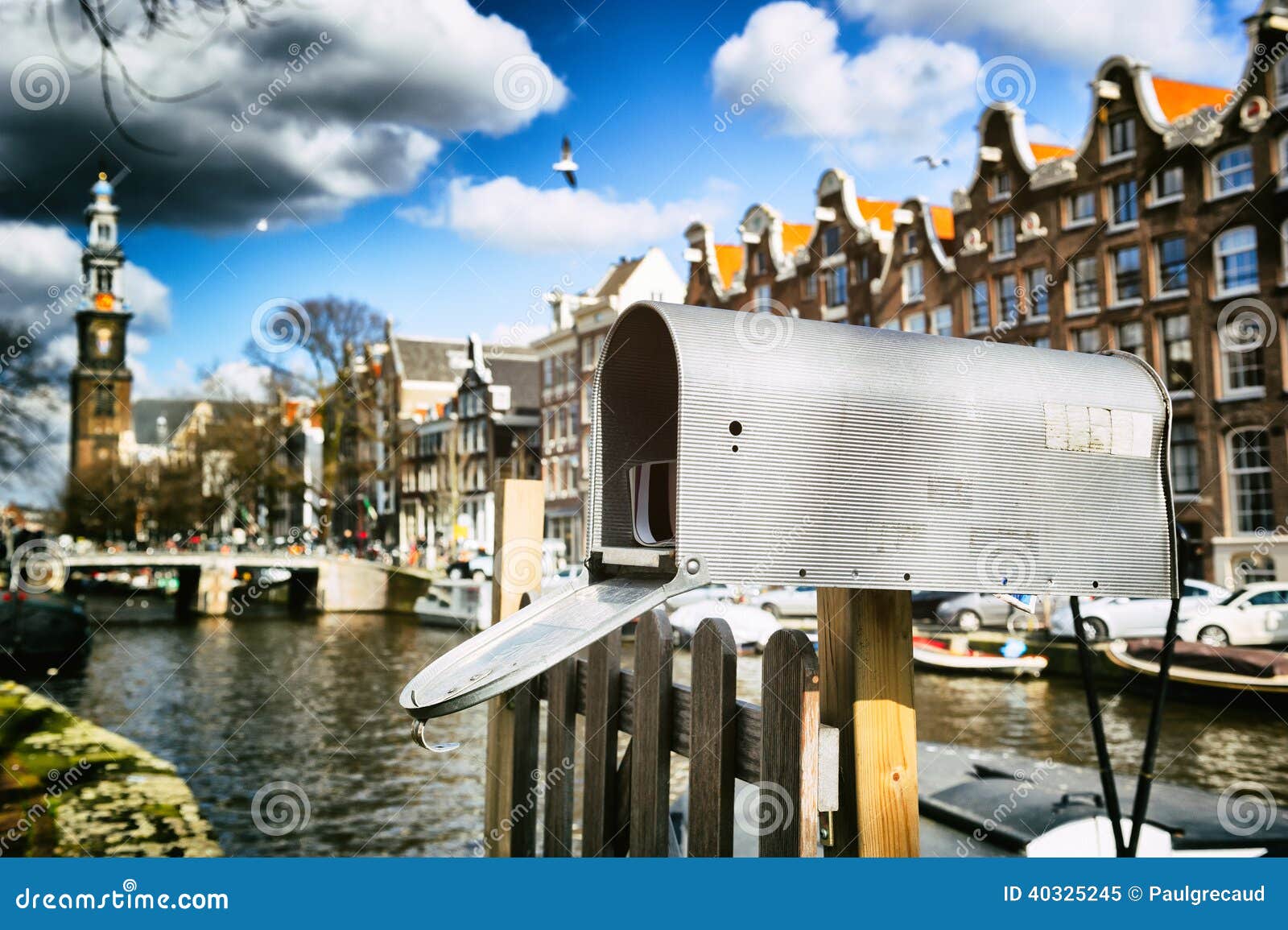 Mail box in Amsterdam stock image. Image of postal, boat - 40325245