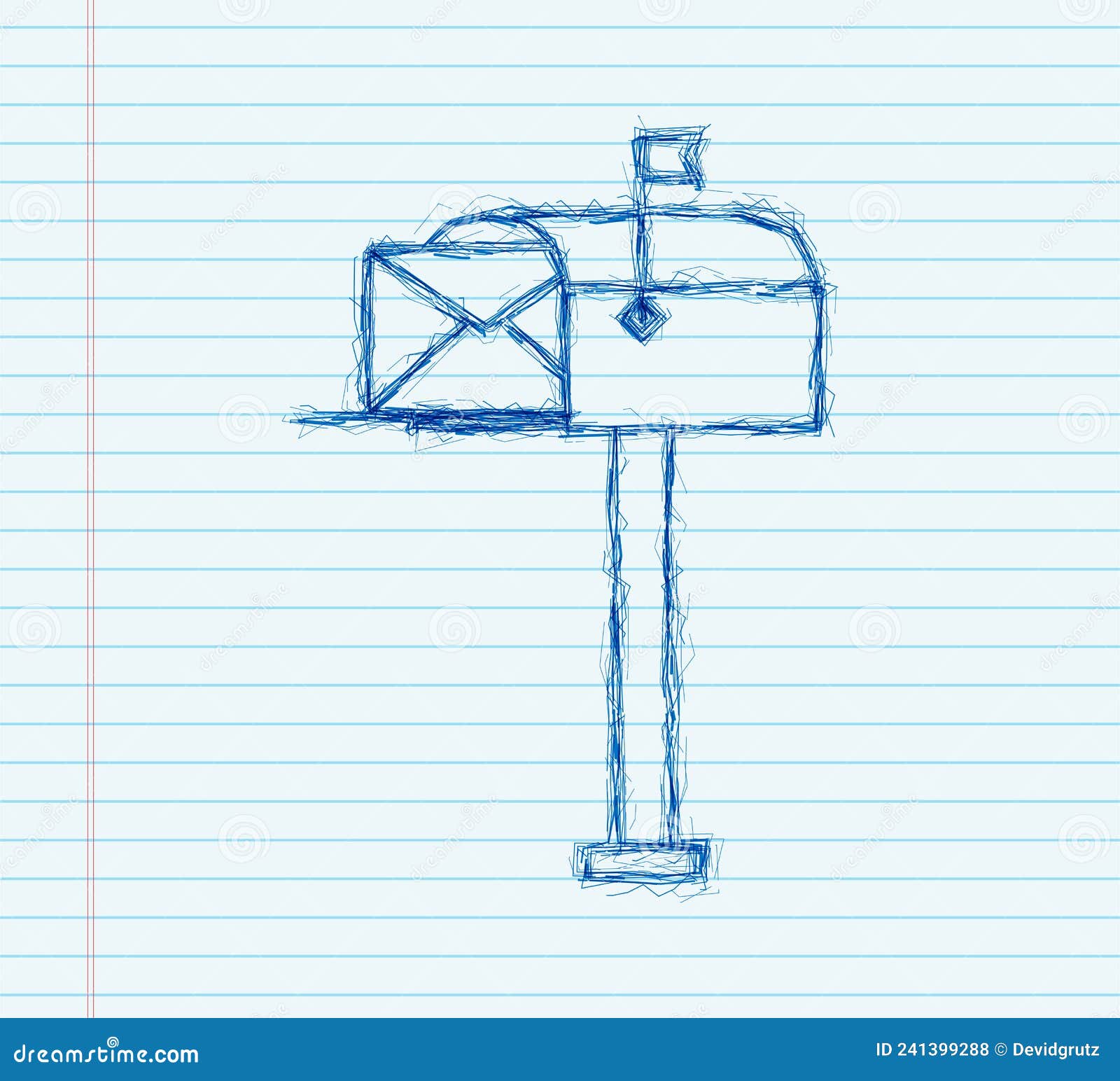 Mail Box. Envelope with a Newsletter Concept. Sketch Style Stock Vector ...