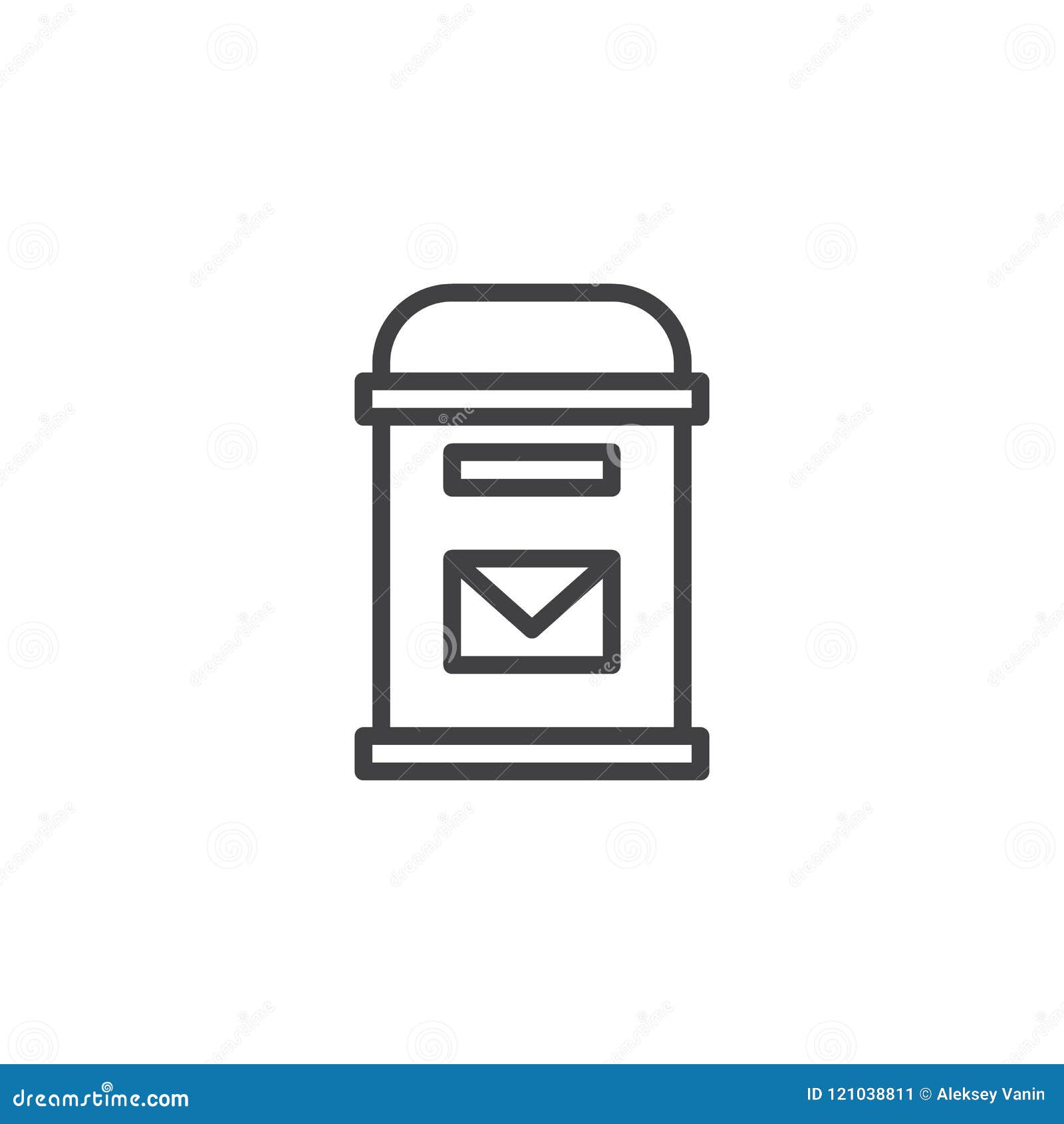 Mail Box with Envelope Outline Icon Stock Vector - Illustration of ...
