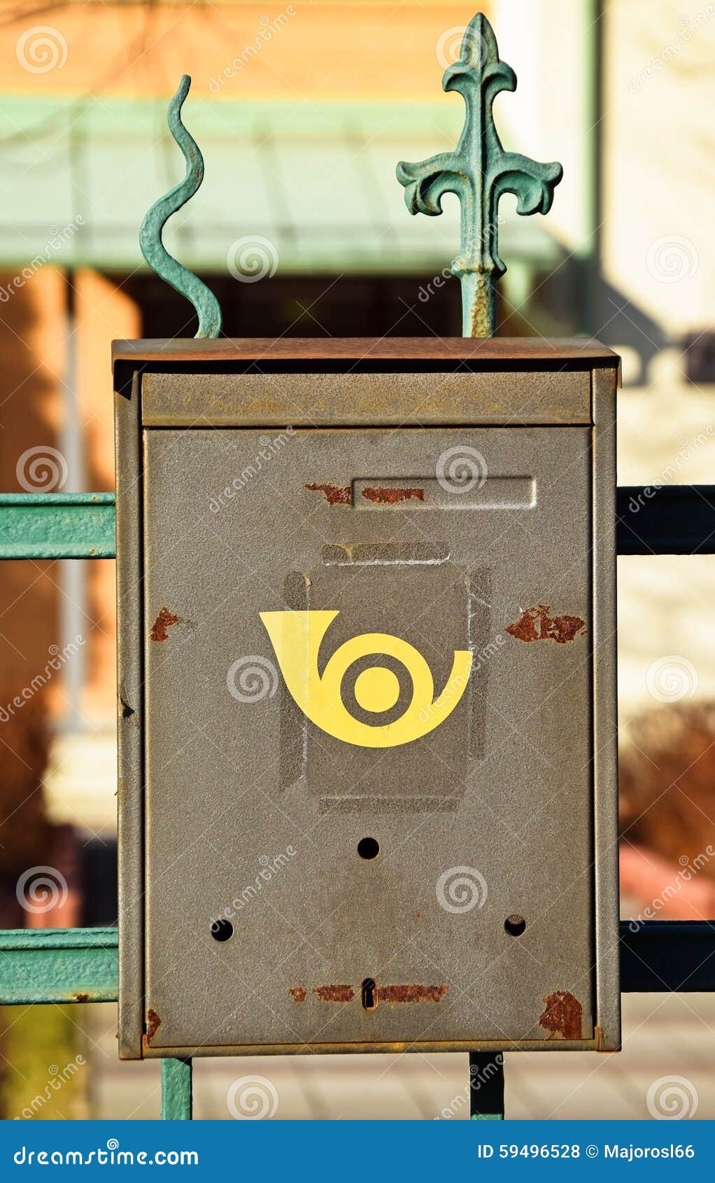 Mail box on the fence stock photo. Image of focus, wrought - 59496528