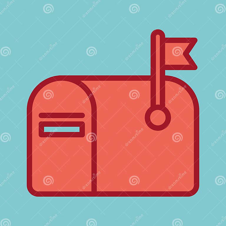 Mail Box Flat Icon. Post Office, Mailbox Cartoon Vector Illustration ...