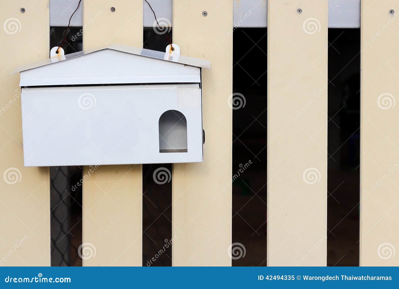 Mail Box Hanging on Wooden Fence Stock Image - Image of package ...