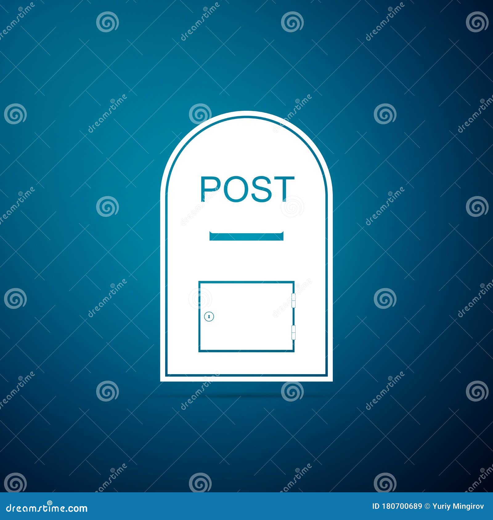 Mail Box Icon. Post Box Icon Isolated on Blue Background. Flat Design ...