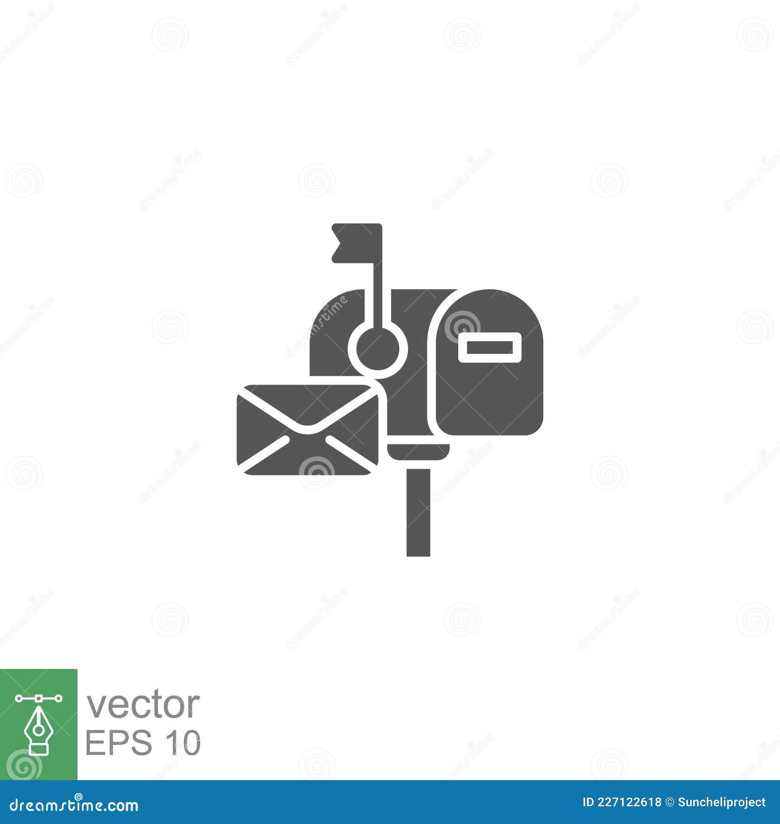 Mail Box Icon. Postbox Letter with an Envelope on the Cover Symbol ...