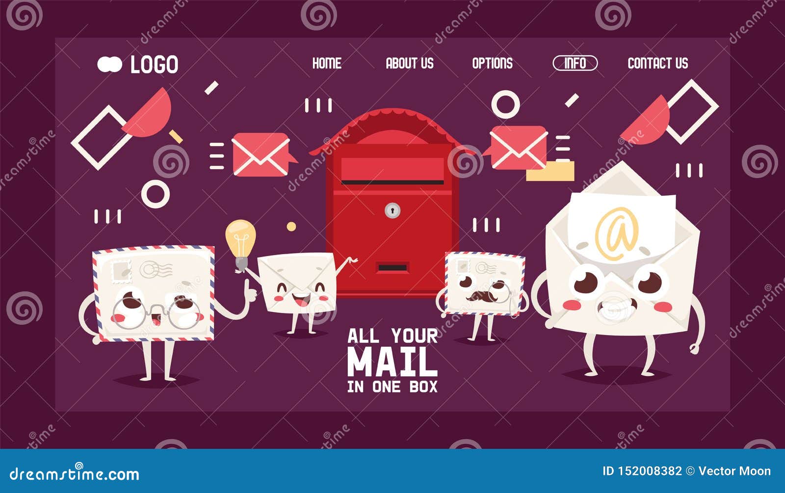 Mail Box Letter Cartoon Characters Envelope Vector Landing Page Post ...