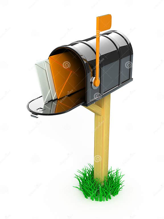 Mail box with letters stock illustration. Illustration of message ...