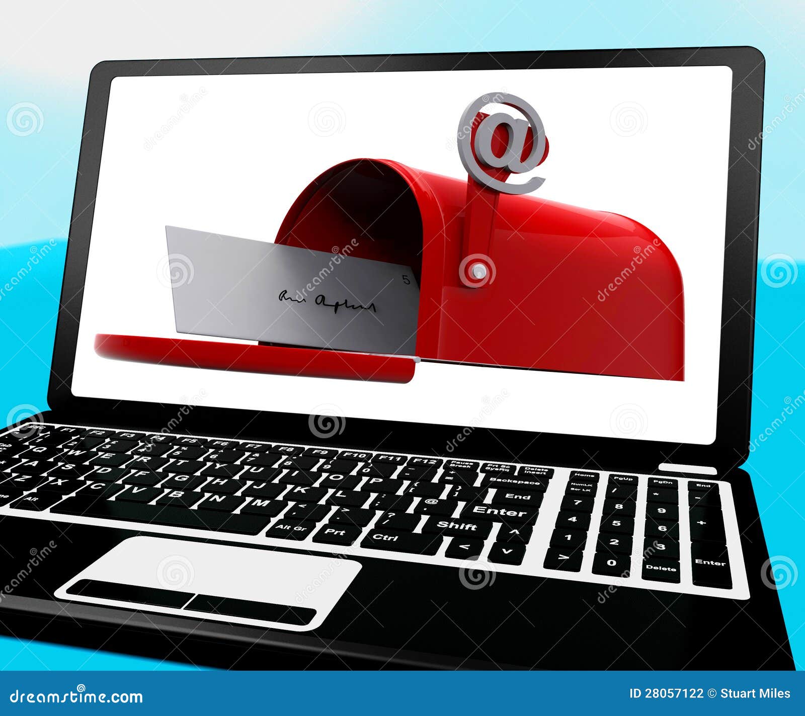 Mail Box on Notebook Shows Email Inbox Stock Illustration ...