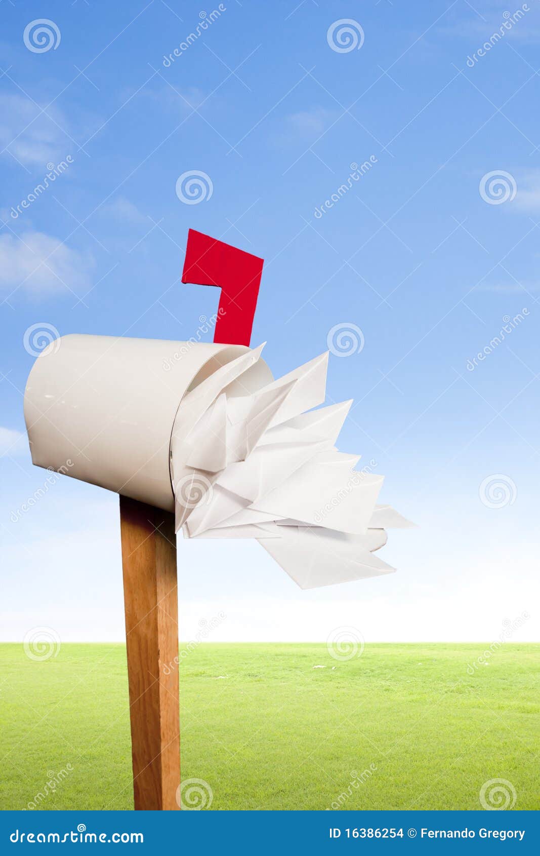 Mail Box Overflowing with Mail Against Sky Stock Photo - Image of white ...
