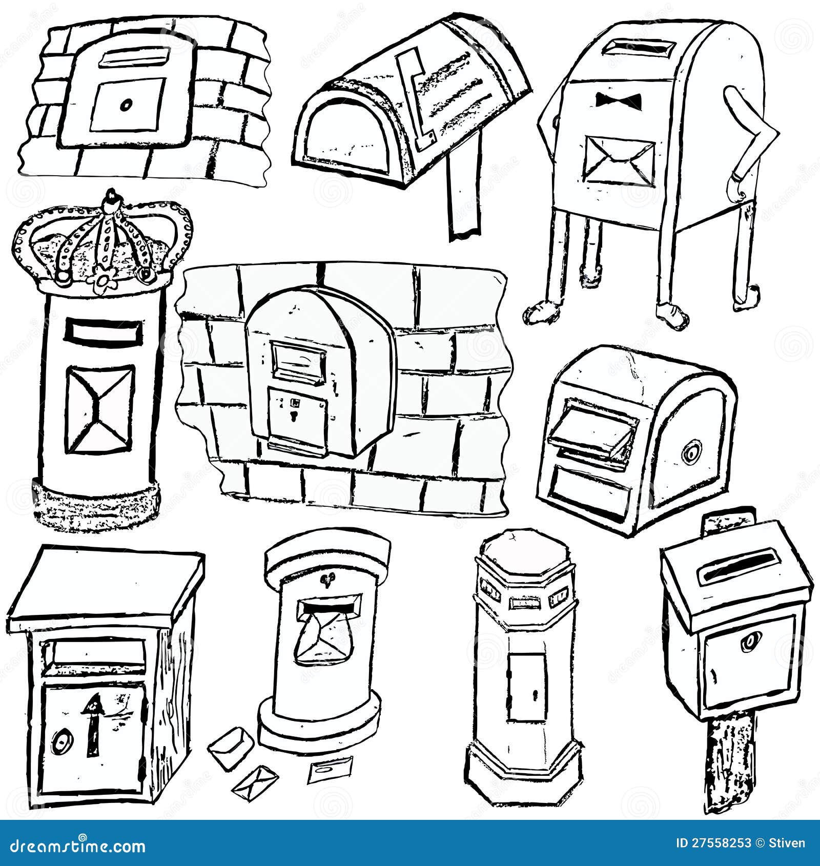 Mail box sketch stock vector. Illustration of send, postbox - 27558253