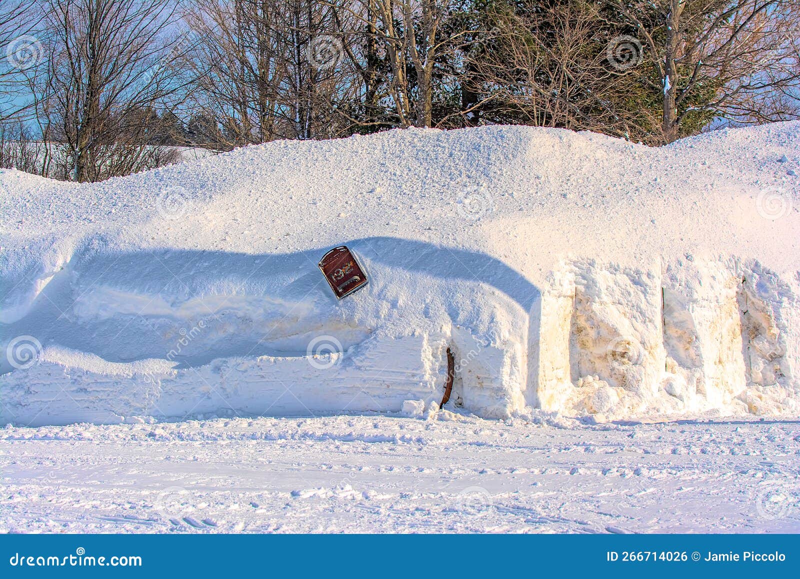 Mail box in snow bank stock photo. Image of footwear - 266714026