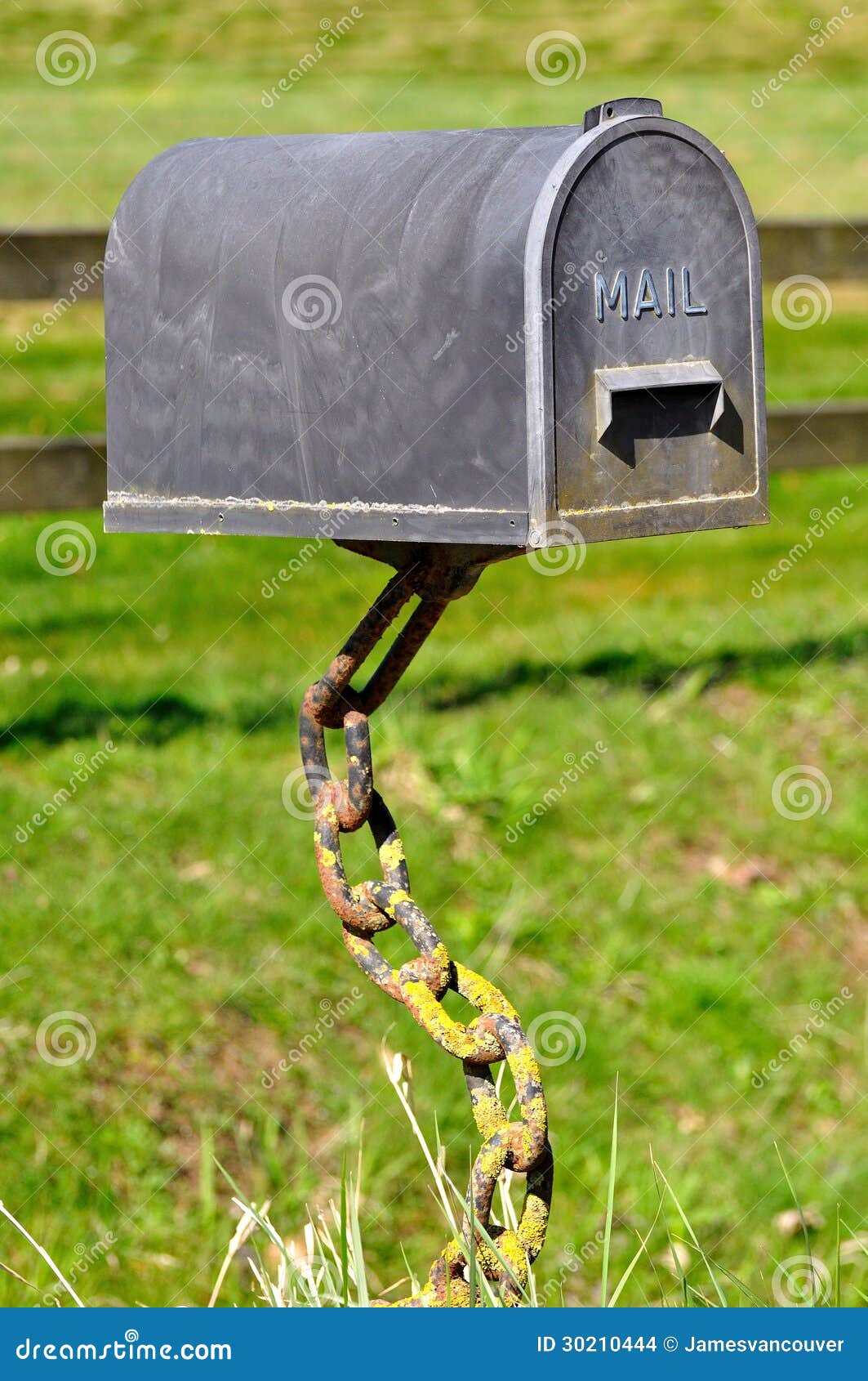 Mail Box Supported by Chains in the Nature Stock Photo - Image of ...