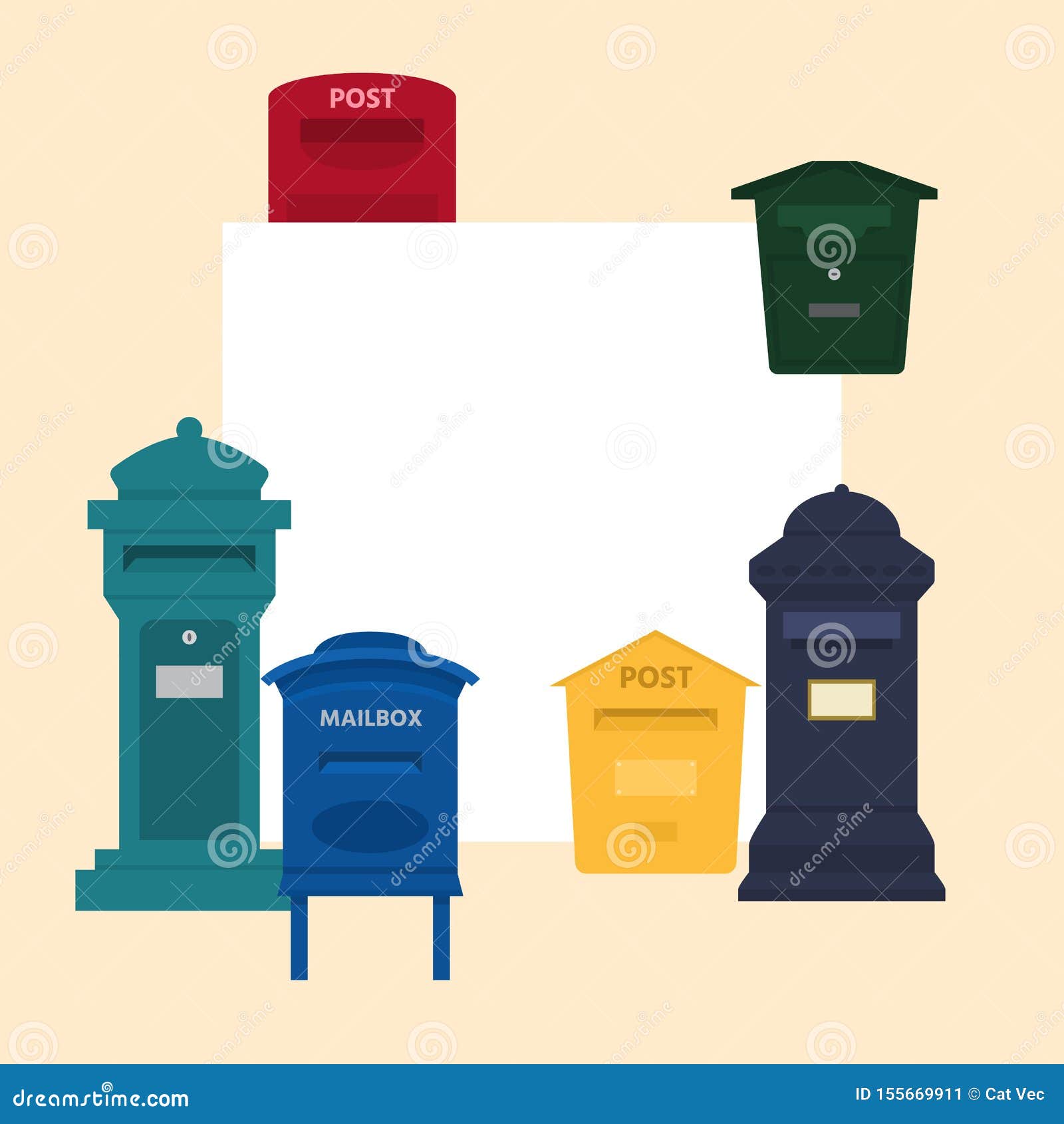 Mail Box Vector Illustration with Space for Text Banner. Post Mailbox ...