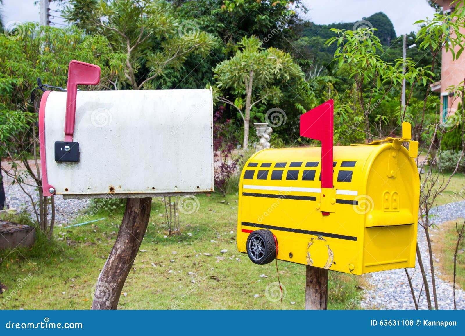 Mail Boxes in Front of Suburb House. Stock Photo - Image of daylight ...